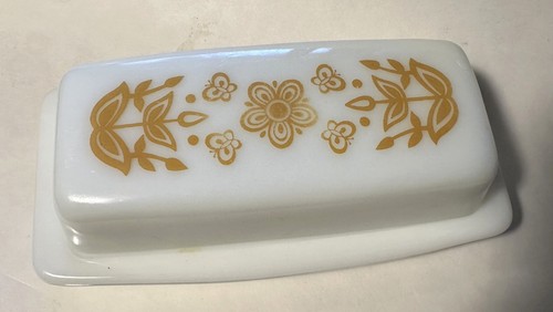 retro Pyrex Butterfly Gold Pattern Covered Butter Dish | eBay