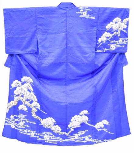 JAPANESE KIMONO VINTAGE / JACKET ROBE / TRADITIONAL DANCE COSTUME BLUE ...