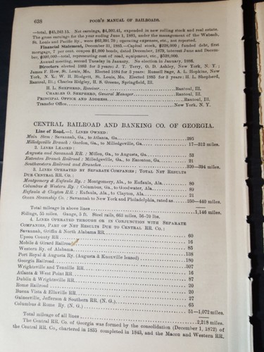 1886 train report CENTRAL RAILROAD & BANKING COMPANY OF GEORGIA ...