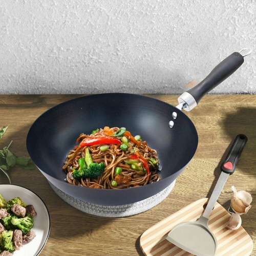 24CM NON STICK WOK WITH BAKING HANDLE COOKING STIR FRY NOODLES FRYING ...