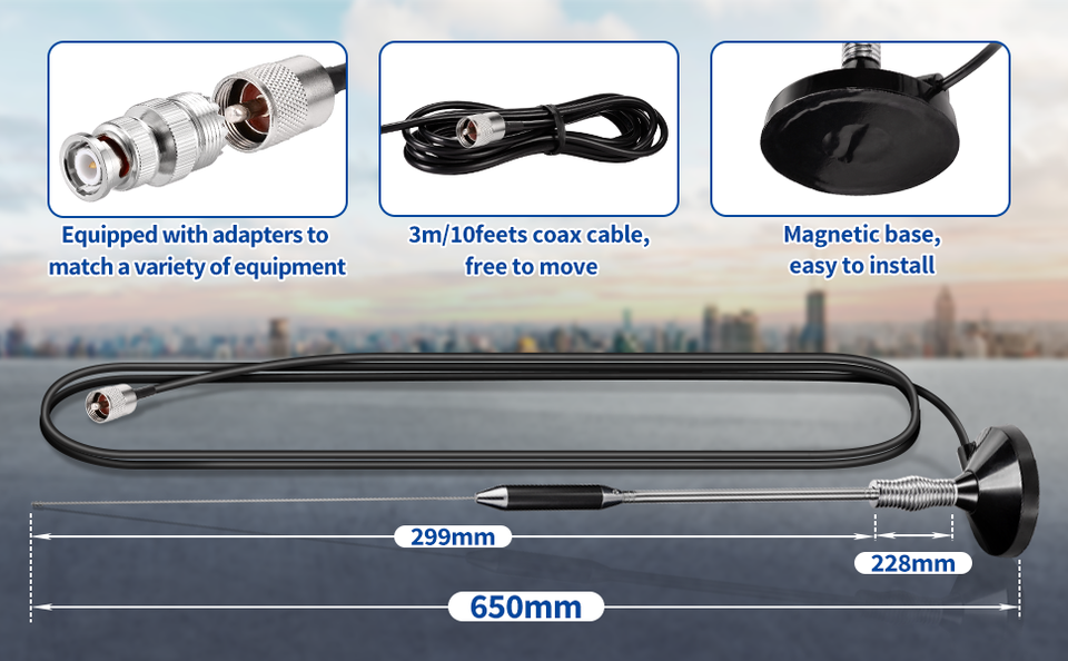 24 inch 27 Mhz CB Radio Antenna Full Kit with Heavy Duty Magnet Mount ...