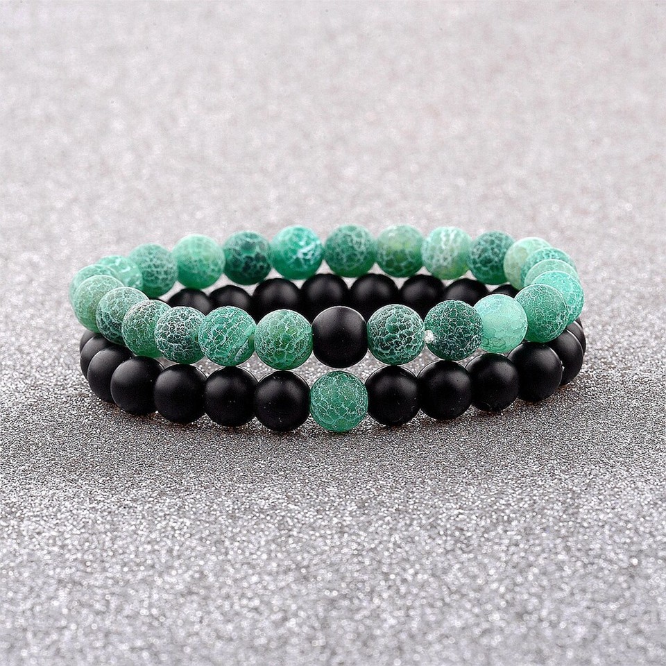 Couple His & Hers Distance Healing Bracelet Black Red Lava Bead ...