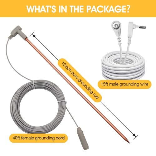Copper Grounding Rod with 40ft Female Ground Cord Portable Ground Rod ...