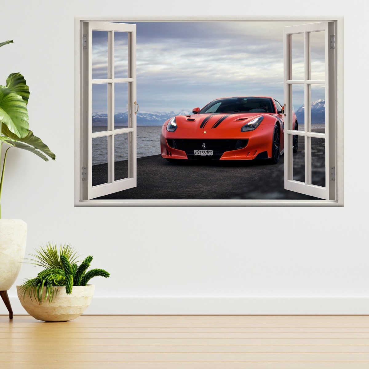 Ferrari Wall Decal Buy Yellow Ferrari Wall Sticker 3D Look Boys Kids