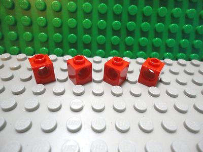 Lego 4 Red technic 1x1 beam brick with 1 pin hole NEW | eBay