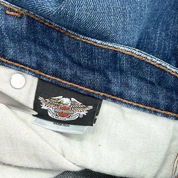 Harley Davidson Motorcycle Blue Bootcut Jeans Size 10… - Gem