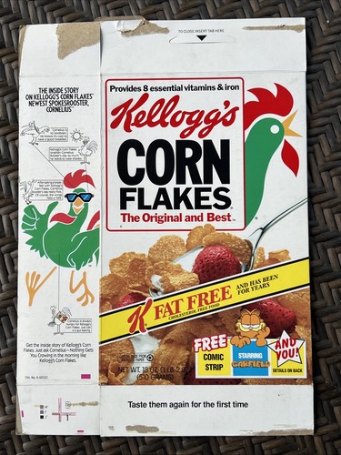 1991 Kellogg’s Corn Flakes Cereal Box - FREE GARFIELD Comic promo | eBay