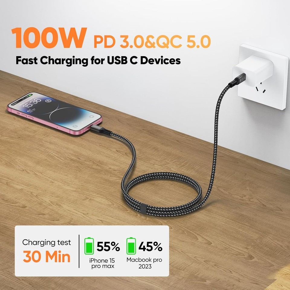 USB C Monitor Cable 6Ft, 4K@60Hz Video Display/20Gbps Data Transfer ...