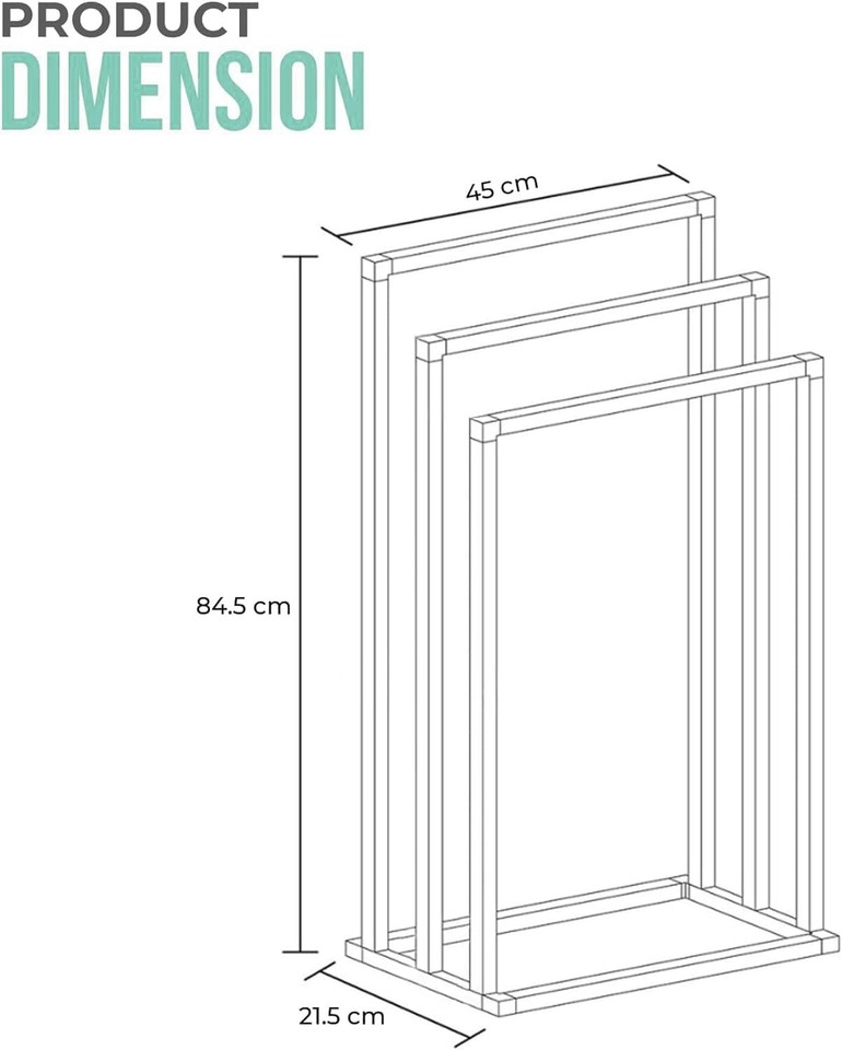 3 Tier Free Standing Towel Rail Stand Chrome Unit Rack Storage Bathroom ...