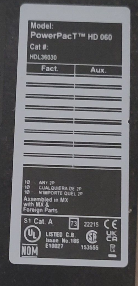Square D PowerPact HD 060 HDL36030 30A 3 Pole MCCB Molded Case Circuit ...