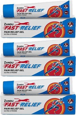 3 x Zandu Fast Relief Gel ULTRA STRONG (45ml) Herbal Relieves Pain ...