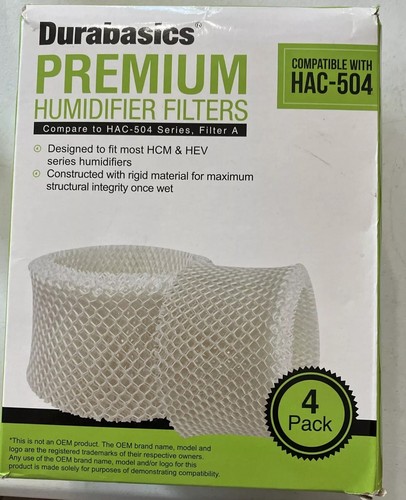 4 PK Durabasics PREMIUM HUMIDIFIER FILTERS FOR HONEYWELL HAC-504 FILTER ...