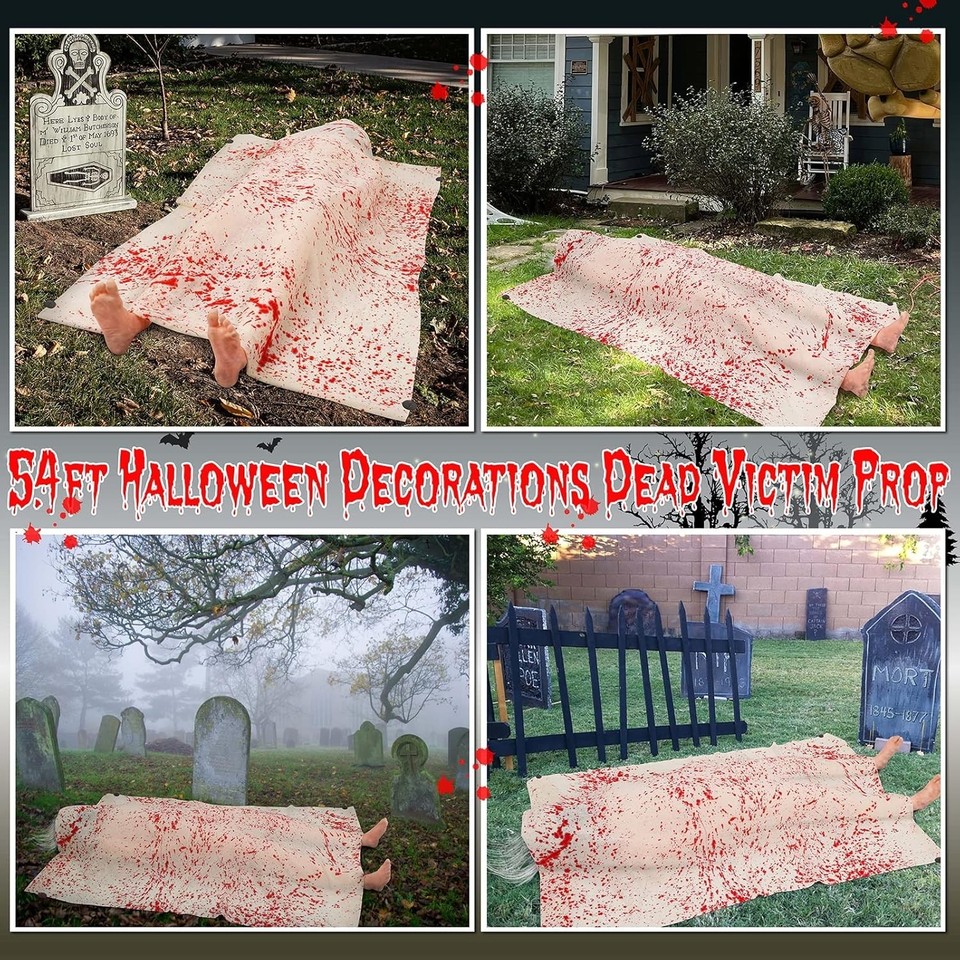 Scary 5.4ft Halloween Victim Prop - Realistic Outdoor Haunted House ...