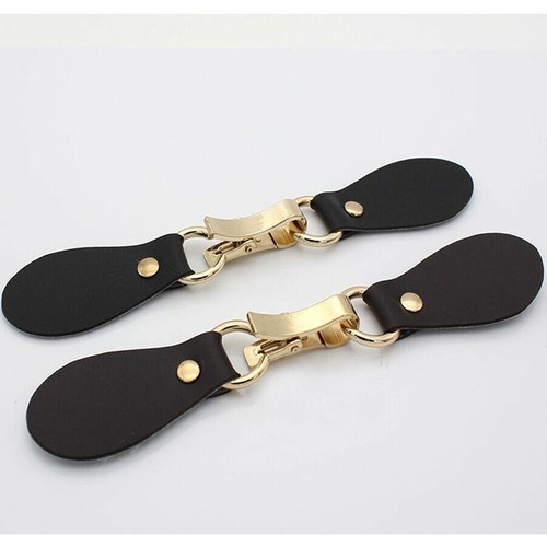 3 X Faux Leather Metal Button Clasp Coat Jacket Duffle Sweater Black ...