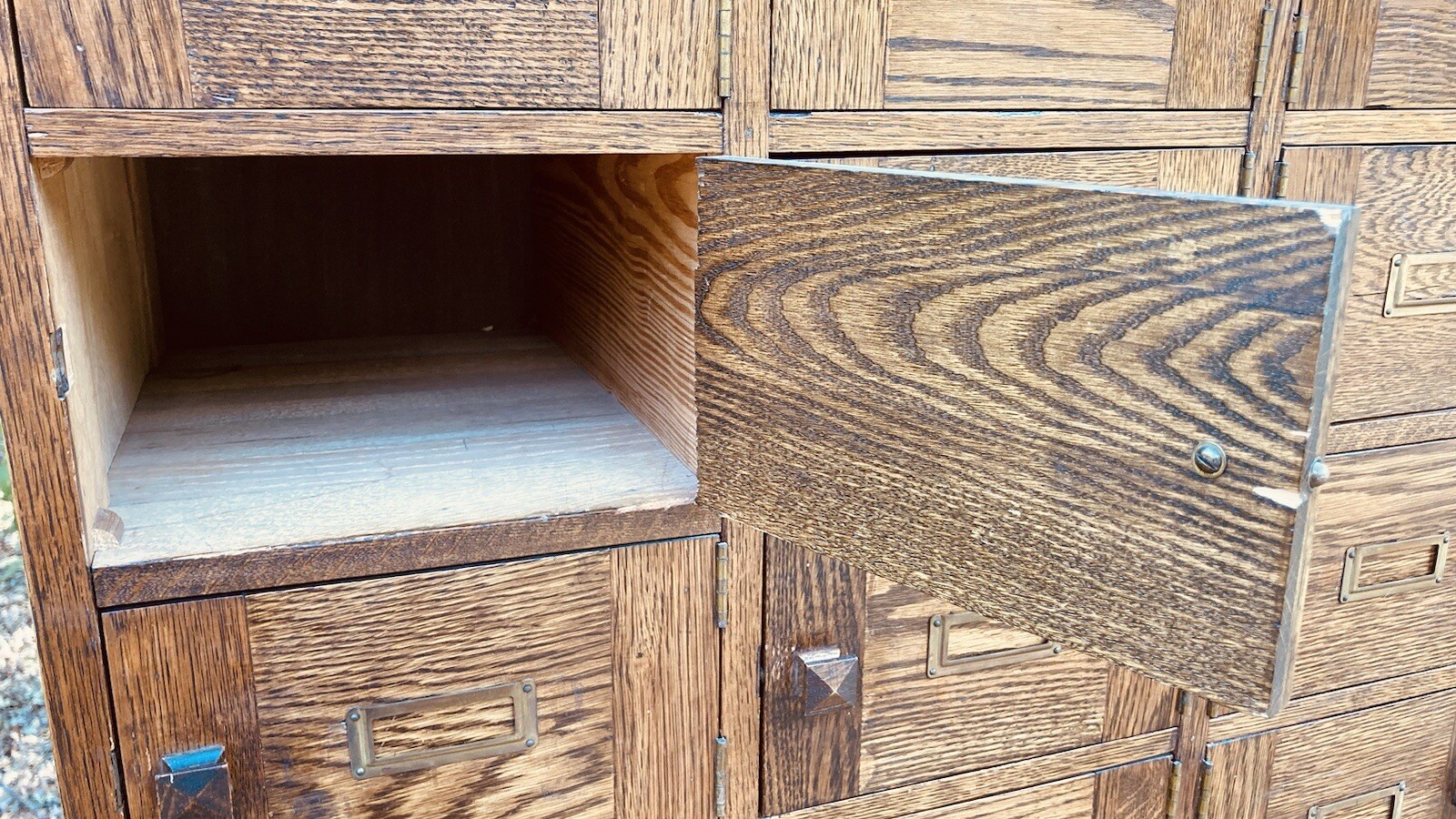 Rare Antique Oak Post Office 33 Door File Cabinet Apothecary Card ...