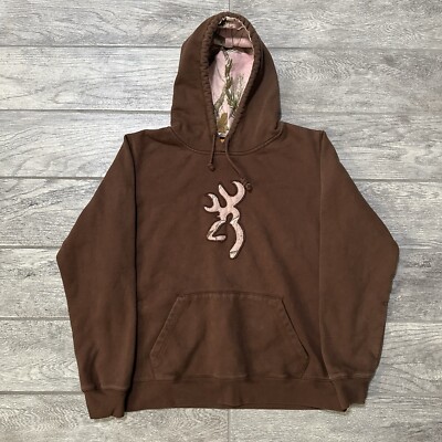 Browning Pullover Hoodie Hunting Logo Brown Women's Size XL | eBay