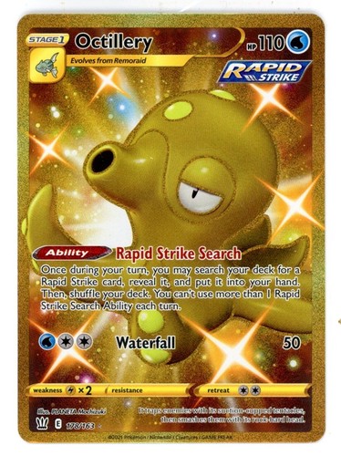 Pokemon Card Octillery Battle Styles 178/163 Secret Rare Full Art Gold ...
