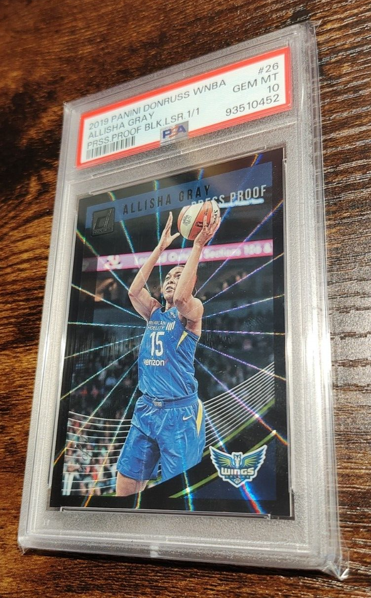 2019 Donruss WNBA Allisha Gray Press Proof BLACK LASER 1/1 #26 PSA 10 ...