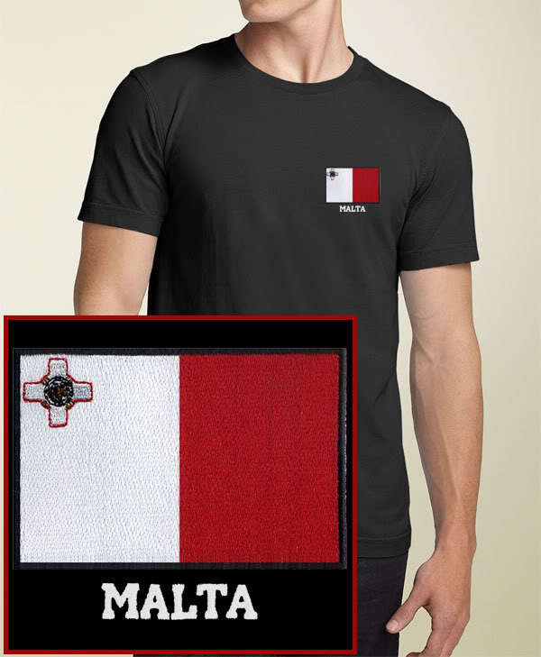 Malta Flag EMBROIDERED Black T-Shirt *ALL SIZES & NEW* | eBay
