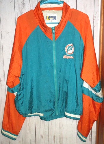 MIAMI DOLPHINS VINTAGE 90s locker line NFL FOOTBALL light JACKET ADULT ...