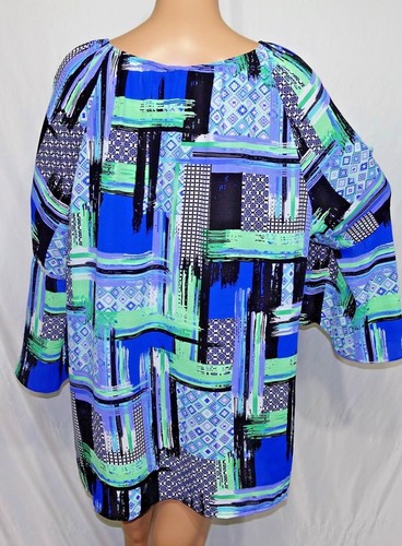Southern Lady Women Plus Size 1x 2x 3x Blue Sheer Chiffon Tunic Top ...