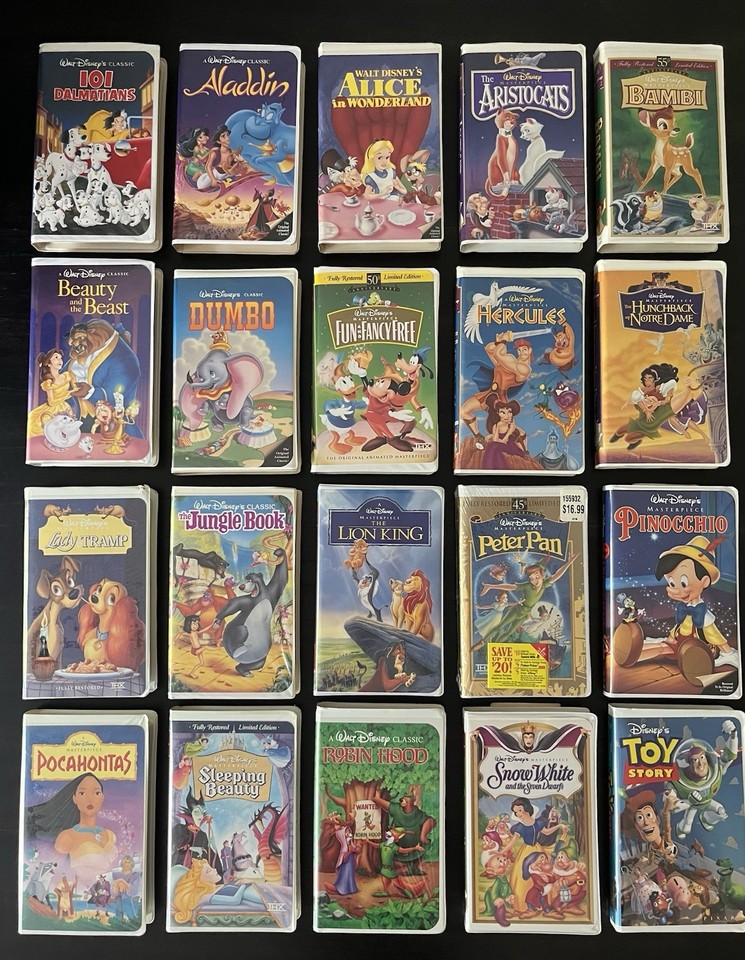 Vintage Lot Walt Disney VHS Tapes Clamshell Animated Black Diamond ...