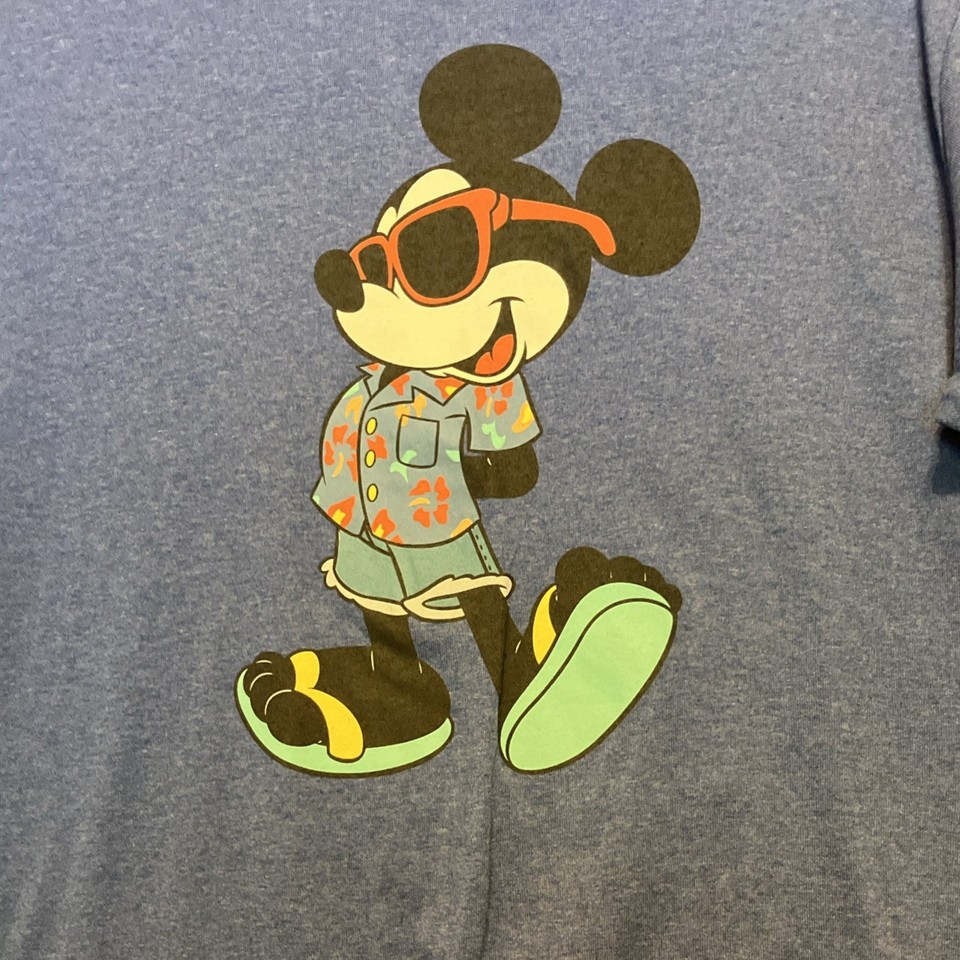 Men’s Disney Mickey Mouse Shirt Size Large Blue Cool Shades Beach Flip ...