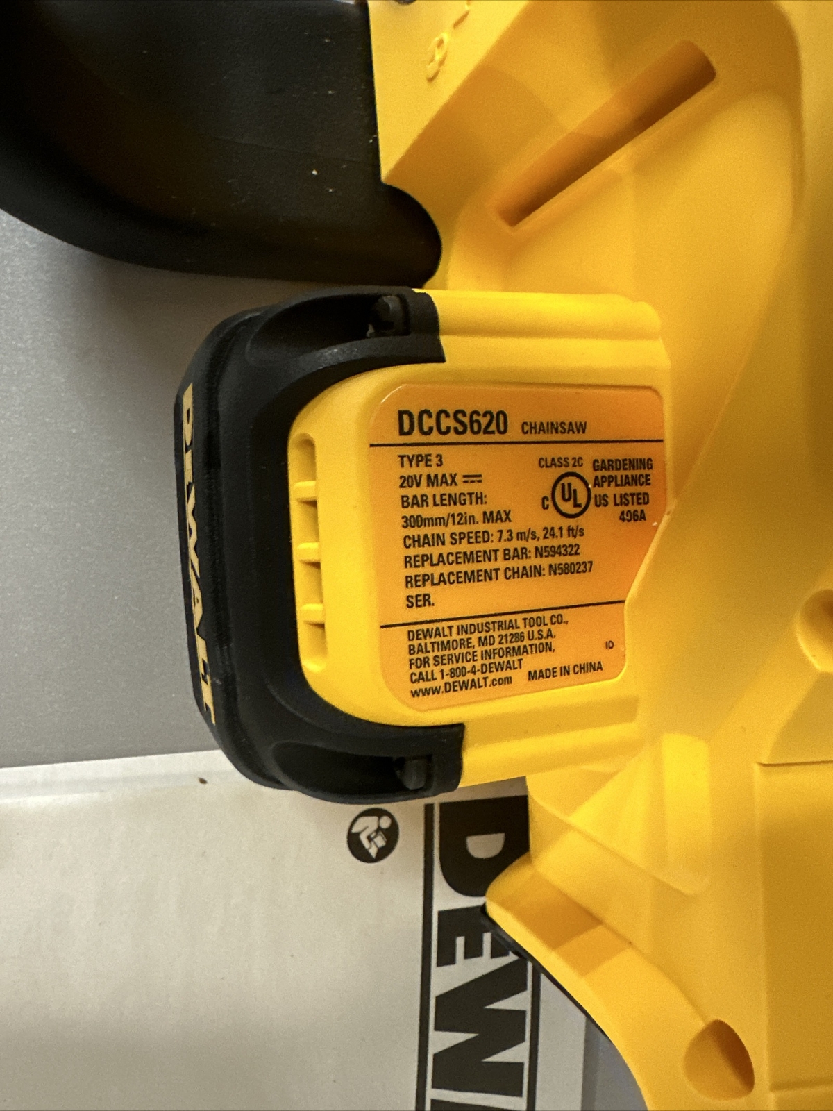 DEWALT DCCS620B 20V MAX XR Brushless 12 in. Compact Chainsaw (Tool Only ...