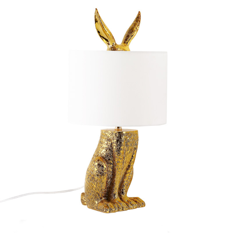 Gold Resin Rabbit Table Light Bedside Lamp Modern Hotel Kid's Standing ...