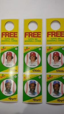 Three available: 1981 Squirt uncut panels. Pete Rose, Al Oliver; Mint ...