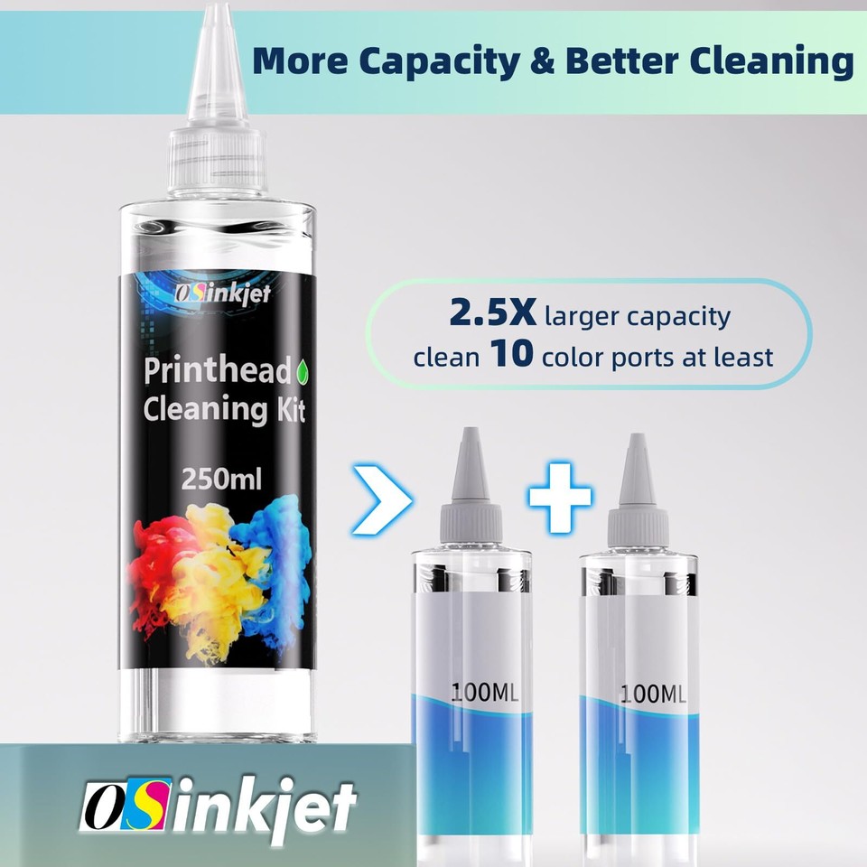 Printhead Cleaning Kit for Epson, 250ml Printer Cleaning kit for HP ...