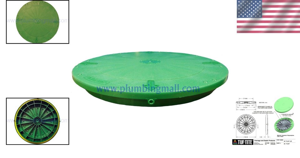24" Heavy Duty Green Riser Lid – Durable, Watertight Seal for Septic ...