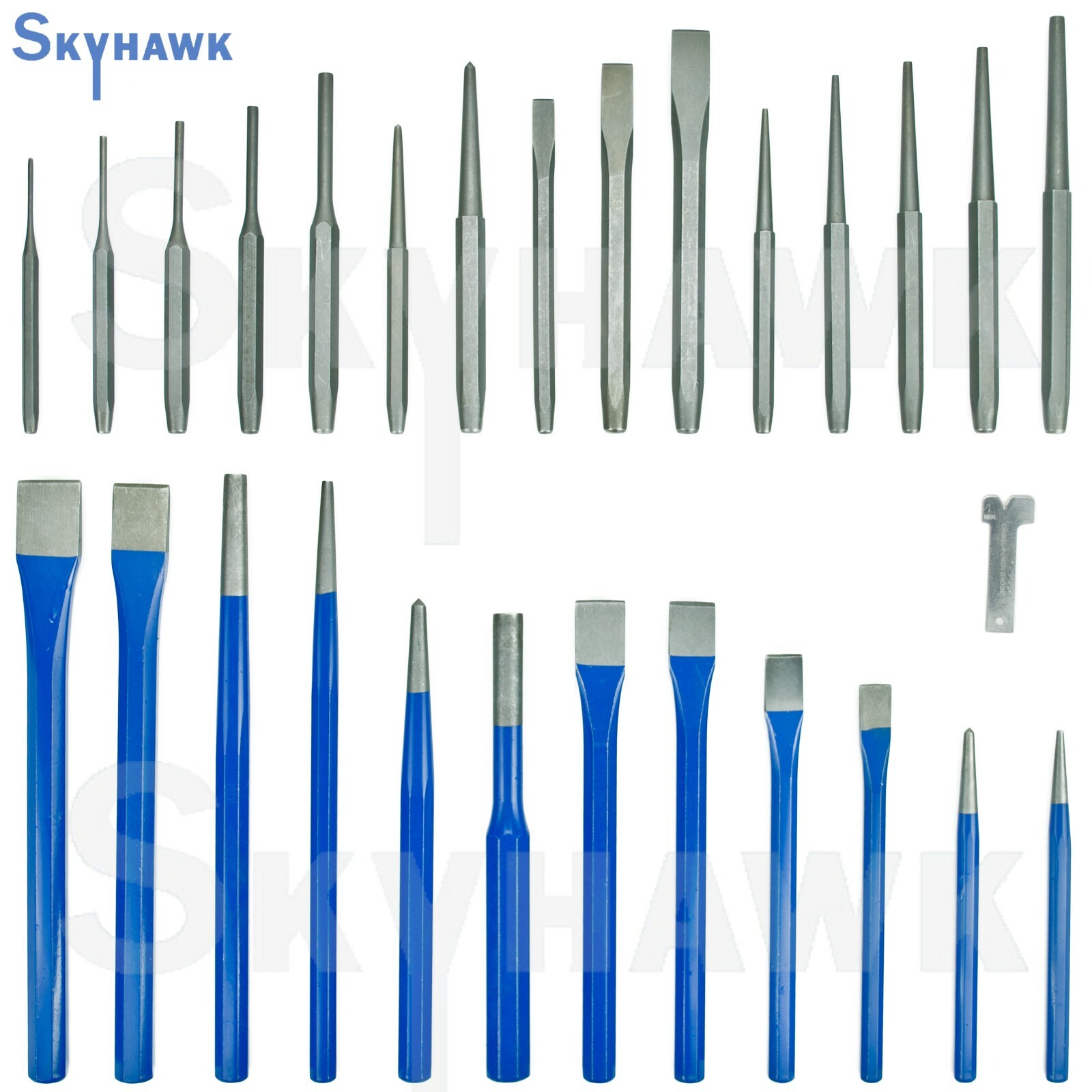 NEW 28pc Punch & Chisel Set Cold Taper Center Pin Metal Steel Punch ...