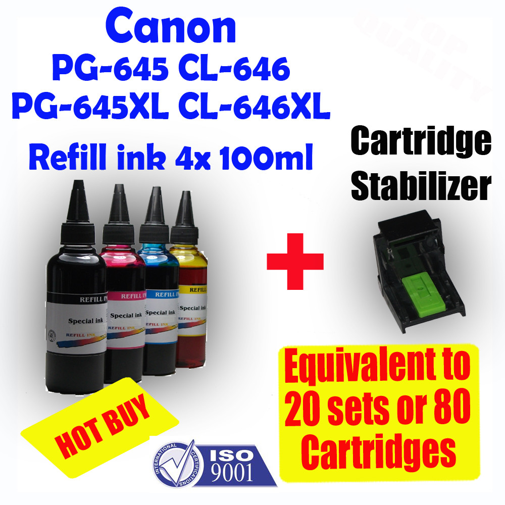 Canon PG645 PG645XL CL646 CL646XL Refill Color Ink 4x100ml TS3465 ...