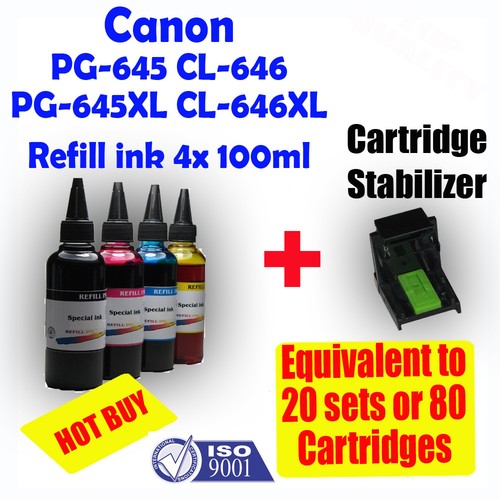 Canon PG645 PG645XL CL646 CL646XL Refill Color Ink 4x100ml TR4560 ...
