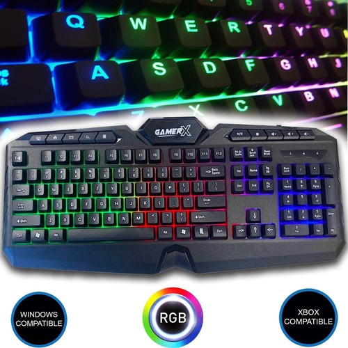 🔥UK Layout Mechanical Gaming Keyboard Full Size USB Wired RGB Backlit ...
