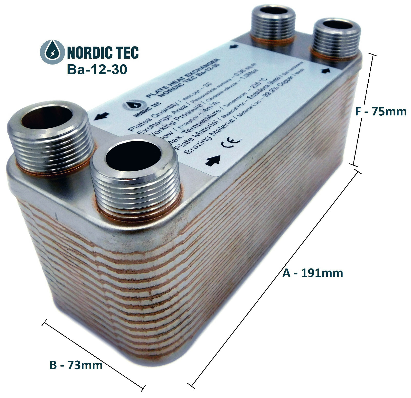 Stainless steel plates PLATE HEAT EXCHANGER brazed NORDIC TEC 25-100kW ...