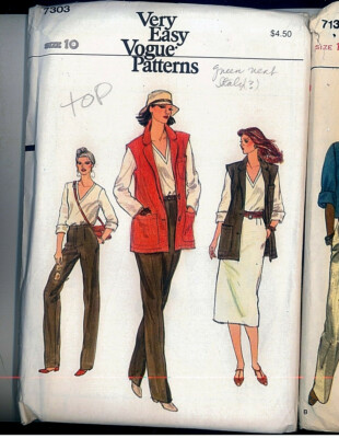 Vintage Vogue 7303 Tshirt Vest Skirt Pants Sewing Pattern Misses Size ...