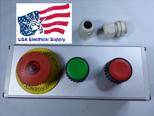 Emergency Stop Red Green Momentary Push Button Switch Station Light 12 ...
