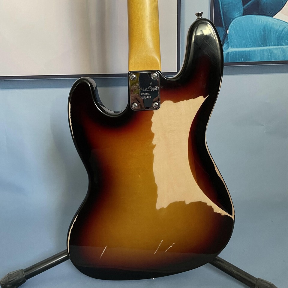 Handmade Vintage Relic Sunburst Electric Bass Guitar Red Turtle Shell ...