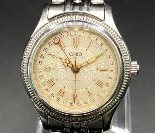 Vintage ORIS Pointer Date 7465B 36mm Silver Dial Automatic Men's Watch ...