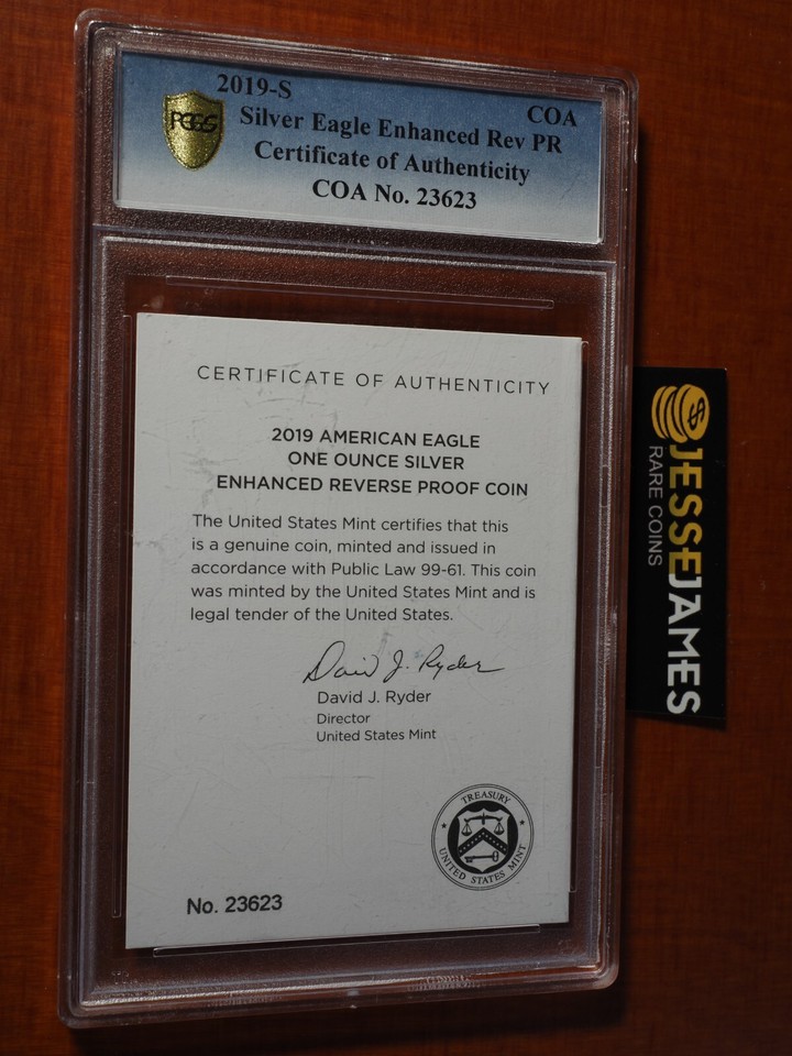 2019 S ENHANCED REVERSE PROOF SILVER EAGLE PCGS PR69 FIRST STRIKE LABEL ...