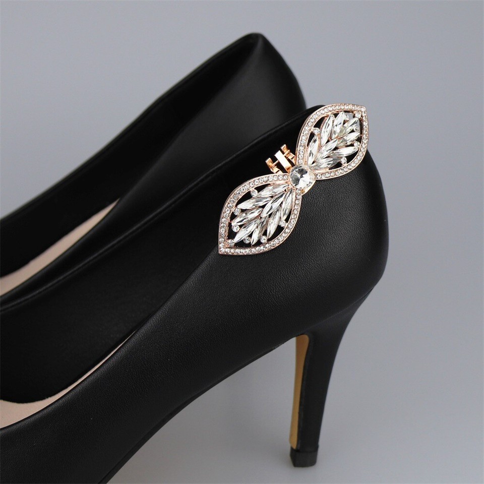 Diamante Butterfly Shoe Clips Charms Buckle Remove Wing Crystal ...