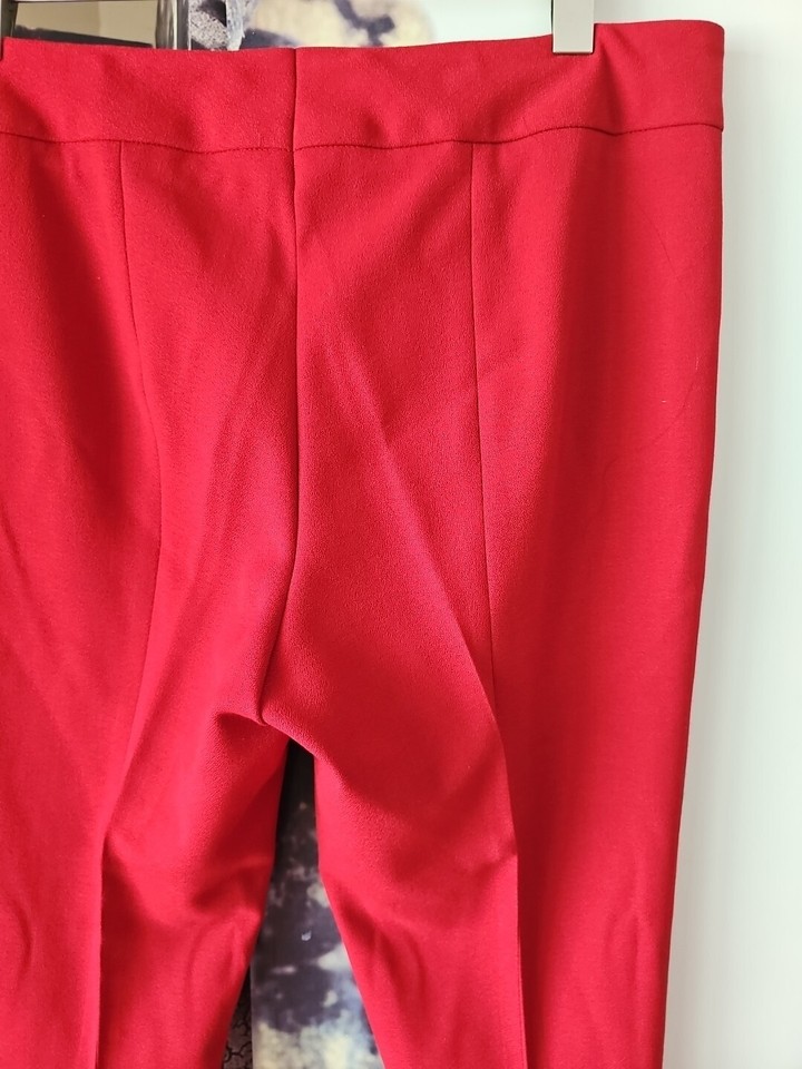 Escada Laquer Red Stretch Straight Leg Gold Rivets TINTIN Pants Size 40 ...