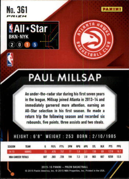 2015-16 Panini Prizm Prizms Flash Hawks Basketball Card #361 Paul ...
