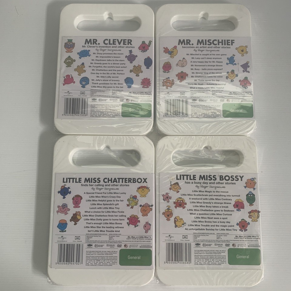 Mr Men & Little Miss DVD Bundle Brand New - Clever, Mischief, Bossy, Chatterbox | eBay