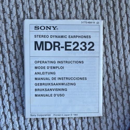 1982 Sony MDR-E252 (B) Fontopia First Ever Inner Ear Headphones w/ Case ...