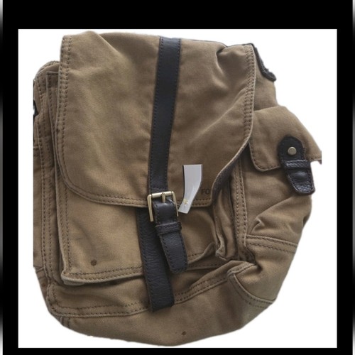 Vintage Fossil Backpack Russack Canvas Leather Trim Unisex | eBay