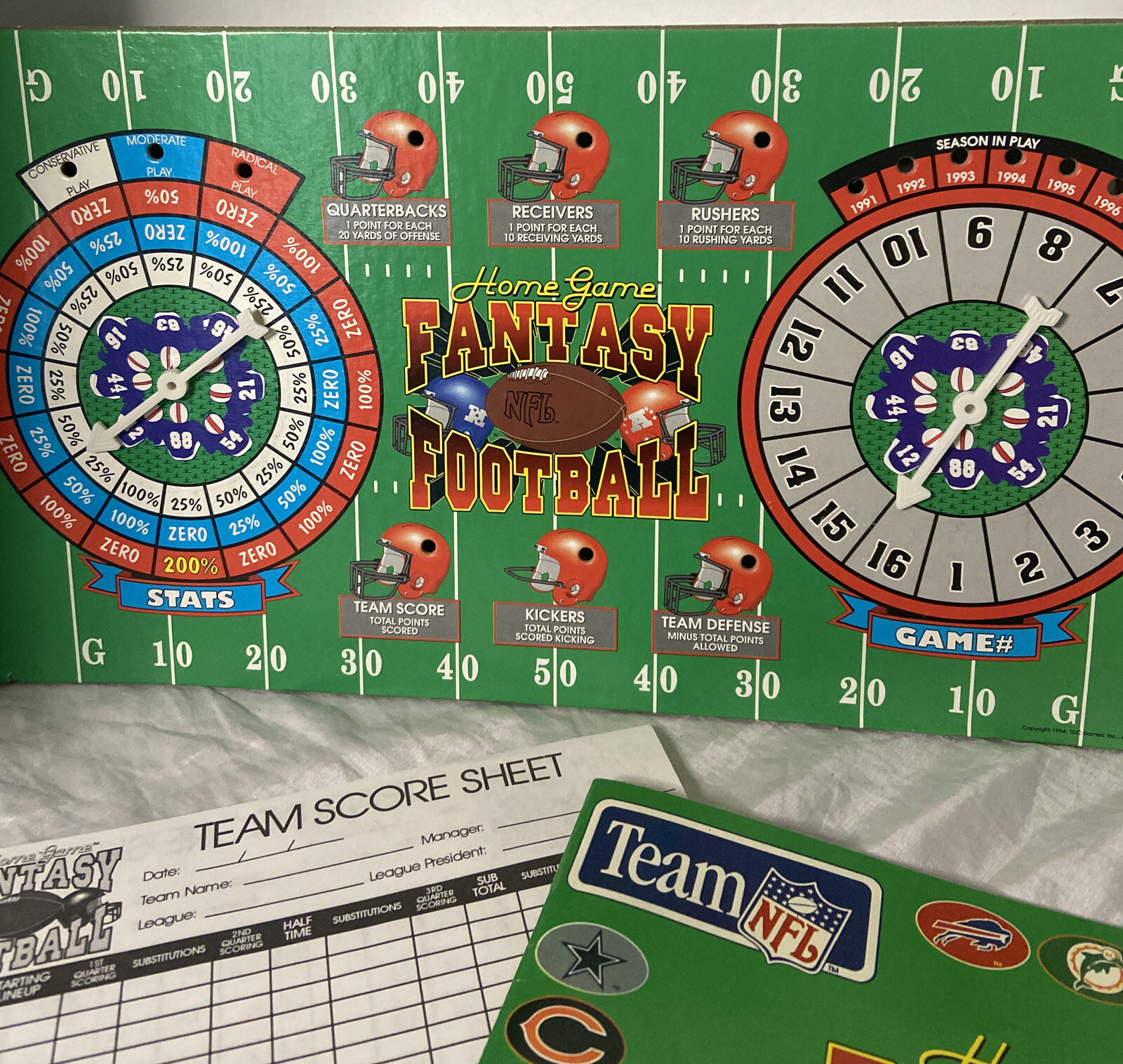 Vintage NFL Fantasy Football Board Game TDC Games 1994 Home Game | eBay