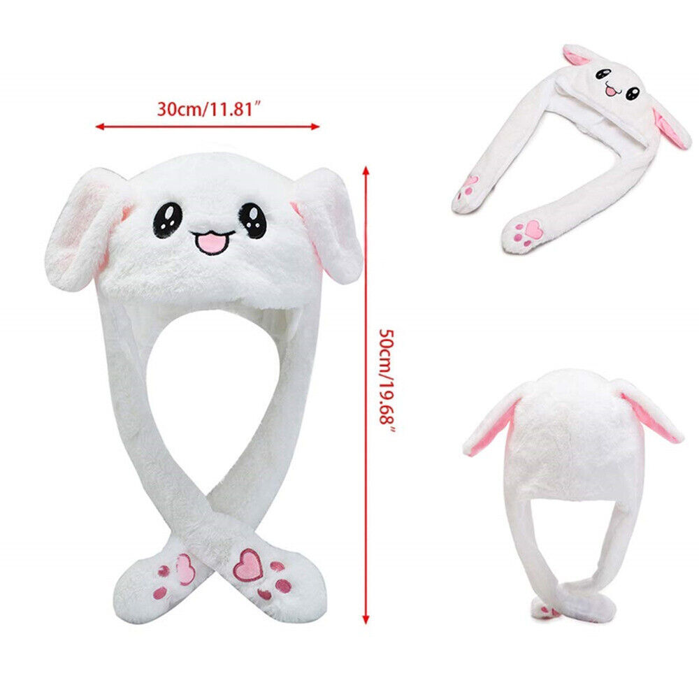 Glowing Bunny Ear Cap Cute Plush Rabbit Hat Moving Ears With Colorful ...